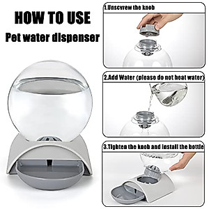 Vayugo Automatic Cat Water Dispenser, 2.8L/0.74 Gallon Gravity Pet Water Dispenser with Spherical Water Bubble for Cats, Dogs & Rabbit, Detachable Water Bowl Feeder Station for Small Animals