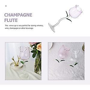 Cabilock Rose Cocktail Glass Wine Goblet Glasses Cocktail Glass Creative Whiskey Wine Champagne Glass Cup Party Wine Glass (Pink)