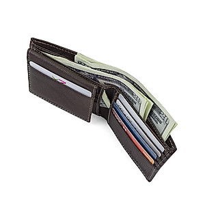 Timberland Men's Leather Passcase Security RFID Wallet, Dark Brown, One Size