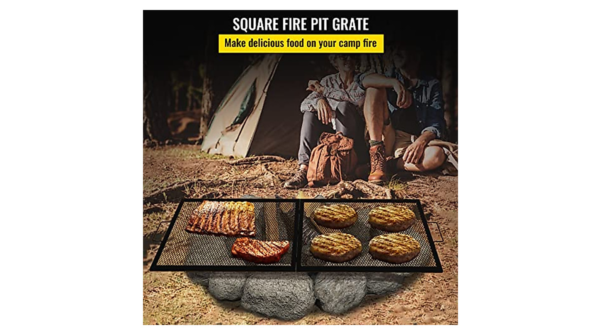 VEVOR Fire Pit Cooking Grill Grate 44 x 15 in Foldable Rectangle ...