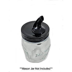 AmeriPour Black - Mason Jar Pour Spout - Regular Mouth - For Moonshine And Whiskey - Made 100% In The USA. Free Flow Mason Jar Spouts That Don't Leak. No Cracks, Just A Perfect Pour Everytime. 2 Pack