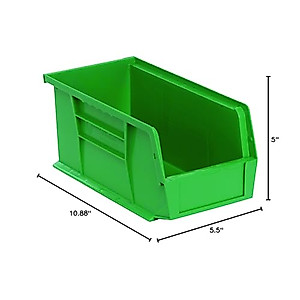 QUANTUM STORAGE SYSTEMS K-QUS230GN-8 8-Pack Ultra-Stack and Hang Bins, 10-7/8 inch x 5-1/2 inch x 5 inch, Green