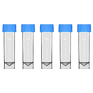 stonylab Graduated Cryogenic Tubes, 5 ml Free-Standing Polypropylene Cryogenic Storage Vials with Cap and Silicone Gasket, Pack of 100