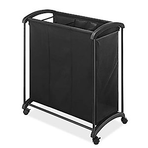 Whitmor 3 Section Laundry Sorter with Wheels - Black
