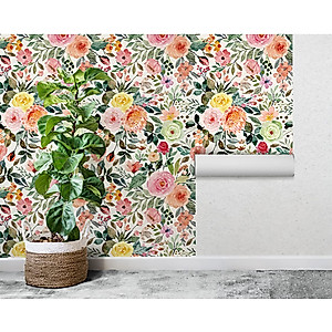 Self Adhesive Rose Floral Drawer Liner Contact Paper Peel and Stick Floral Wallpaper for Girls Bedroom Shelves Cabinets Dresser Table Furniture Walls Decal 17.7X117 Inches