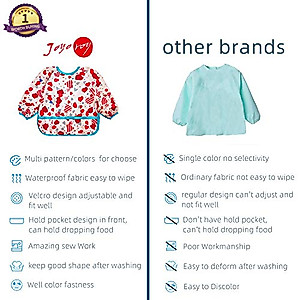 Joyo roy Baby Bibs For Eating Bibs For Toddlers Long Sleeve Bib Plastic Bibs For Babies Sleeved Bib smock for Kids 8-12 Kids Paint Smock Weaning Bib Sleeved Bibs for Babies Baby Apron for Eating