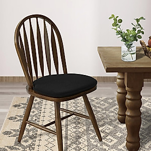 Shinnwa Windsor Chair Cushions Black Seat Cushions for Kitchen Chairs Farmhouse Non Slip Chair Pads for Dining Room Chairs with Foam Padding and Textured Cover Set of 4 (17 x 15.5 Inches)