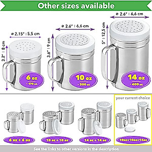 [10oz + 10oz + 14oz] Stainless Steel Dredge Shaker Bundle - by CUSINIUM
