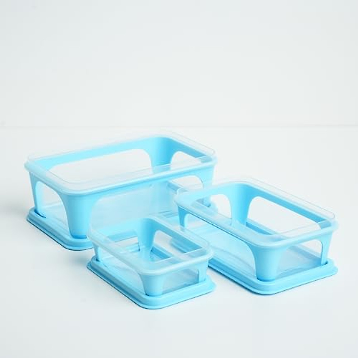 Unica Food Storage Containerwith Airtight Lid, Stackable Storage Boxes for Cereal, Snacks, BPA-Free, Microwave, Dishwasher & Freezer Safe, Set of 3, Blue, 7, 14, 18 oz, 4.5x4.5x2.51 in