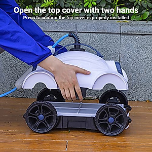 Rock&Rocker Automatic Robotic Pool Cleaner with Powerful Cleaning, with Dual Drive Motors, IPX8 Waterproof, and 33FT Floated Cord - Ideal for Home Pool Cleaning, White (RR1008)