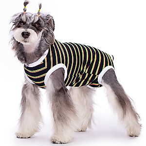 Dog Surgical Recovery Suit, Spay Recovery Suit for Dogs Cats, Post Surgery Dog Onesie for Male Female, Soft Comfortable & Breathable (Black Stripe-S)