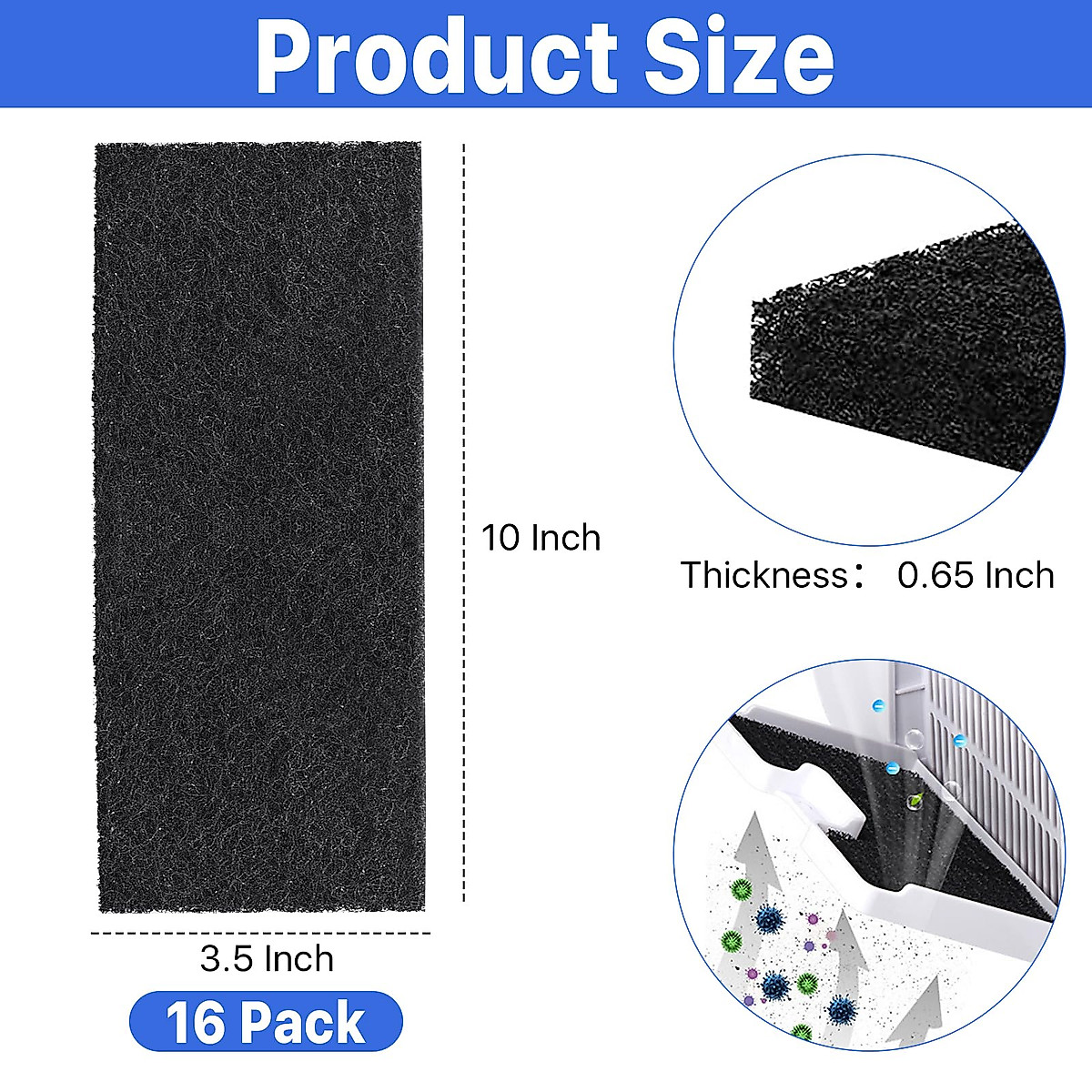 Akamino 16 Pack Carbon Filters Compatible with Litter-Robot 3, Activated Carbon Litter Box Filter,Thickened and Durable Self Cleaning Cat Litter Box Filters Eliminate Odors and Keep Home Fresh