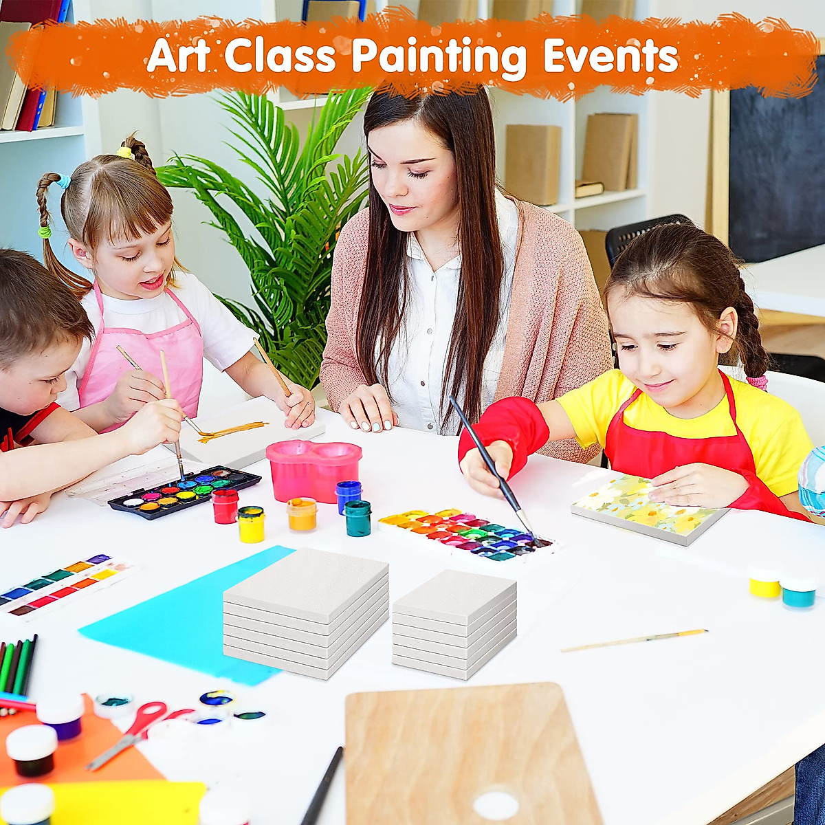 FIXSMITH Mini Stretched Canvas for Painting - 24 Pack 3 x 5 Inch, 2/5” Profile Small Canvases, 100% Cotton Primed Blank Canvas for Kids, Home Decor Project, Art Supplies for Acrylic Oil Painting