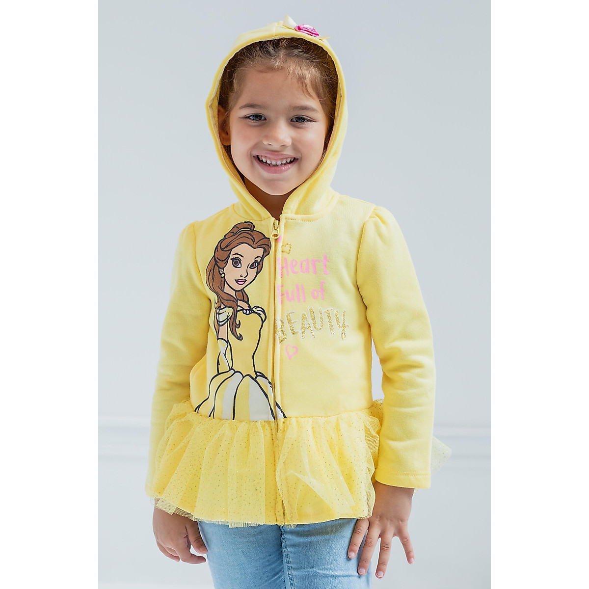 Disney Princess Belle Toddler Girls Zip Up Peplum Hoodie 4T
