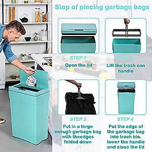 13 Gallon 50 Liter Kitchen Trash Can with Touch-Free & Motion Sensor Lid, Automatic Plastic Garbage Can, Touchless Trash Bin Automatic Trash Can for Bedroom Bathroom Home Office