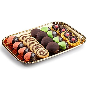 12 Pack Gold Serving Trays, Disposable Rectangle Cookie Tray Sturdy Paper Cardboard. Serving Platters for Dessert Food Safe, Non Toxic. Great for Birthday Party, Wedding, , 9 x 13