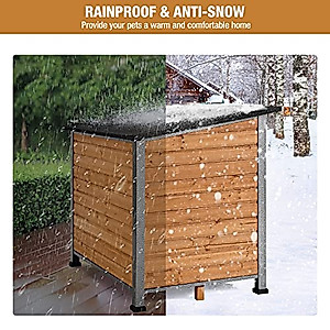 Dog House for Small to Large Sized Dogs - Indoor Outdoor Doghouse Puppy Shelter with Elevated Floor, Durable Waterproof Dog Kennel, Dog Home with Iron Frame - Anti Bite