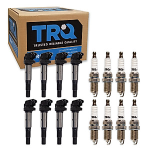 TRQ Ignition Kit Ignition Coil Spark Plugs Compatible with 2008-2010 BMW 550i