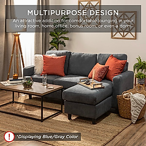 Best Choice Products Upholstered Sectional Sofa for Home, Apartment, Dorm, Bonus Room, Compact Spaces w/Chaise Lounge, 3-Seat, L-Shape Design, Reversible Ottoman Bench, 680lb Capacity - Beige