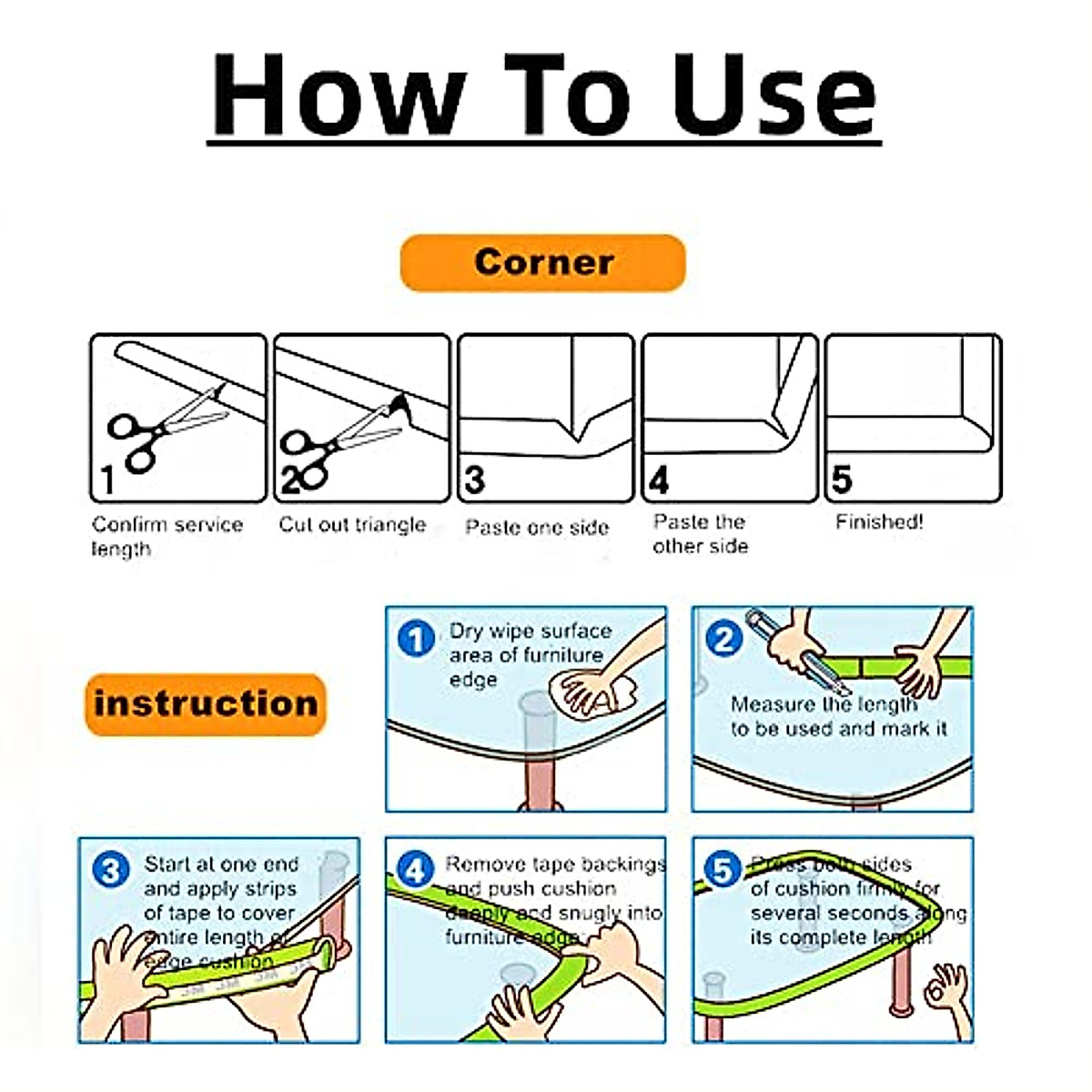 Baby Proofing Safe Edge & Corner Guards Cushion 13ft - Thickened Child Safety Furniture Bumper & Table Protectors. Pre-Taped Corners(W Beige)
