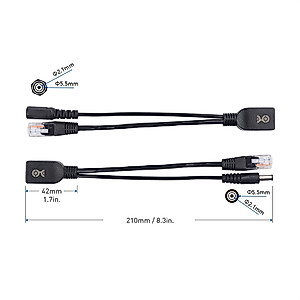 Cable Matters Inline Passive Power Injector Over Ethernet (PoE Injector and PoE Splitter Kit) in Black