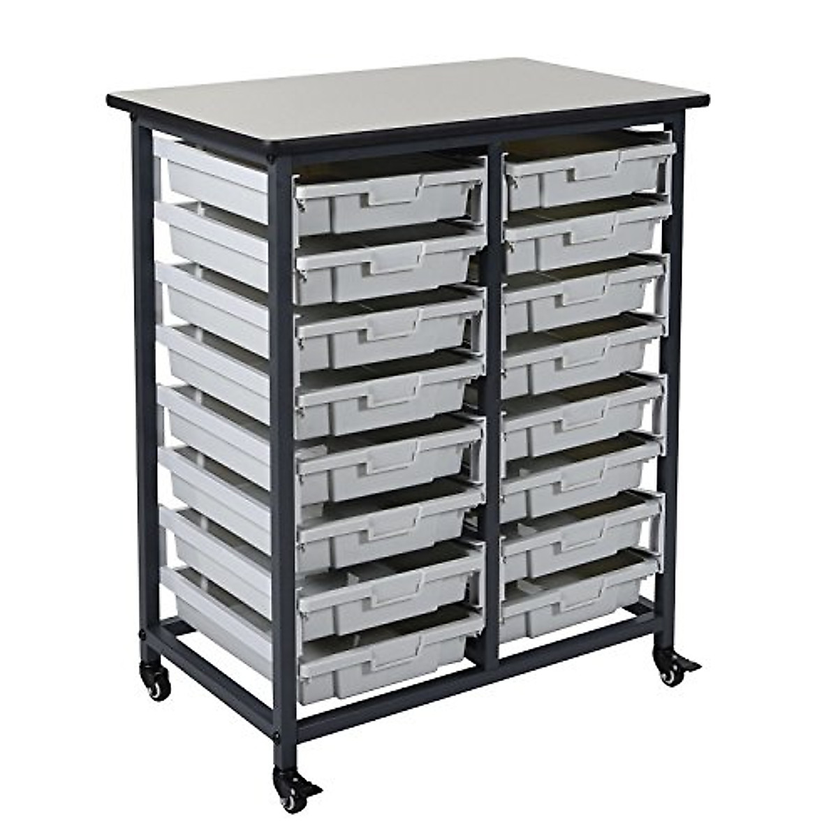 LUXOR MBS-DR-16S Mobile Bin System - Double Row Grey 20 L x 30 75 W x 37 5 H