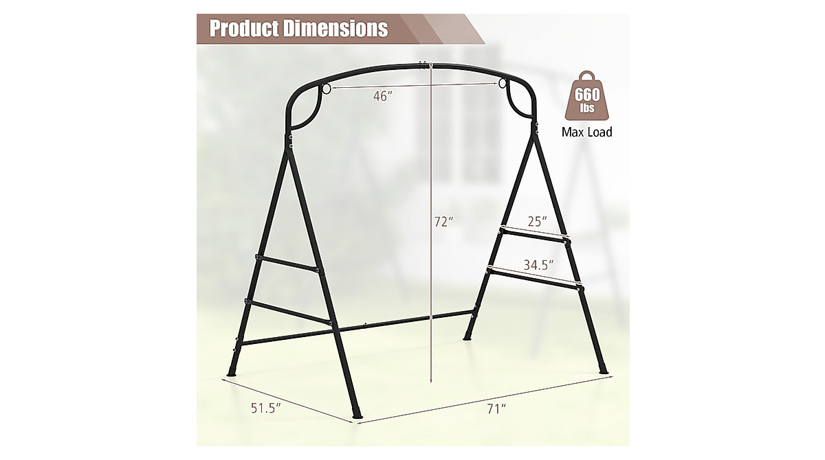 Heavy Duty Metal Swing Frame for Outdoor Lawn & Garden