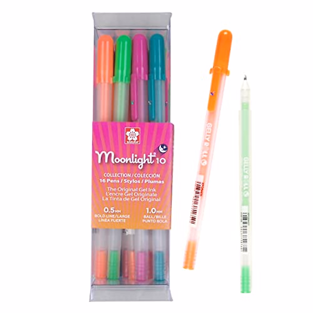 SAKURA Gelly Roll Moonlight Gel Pens - Bold Point Opaque Ink Pen for Journaling, Art, or Drawing - Bold Line - Assorted Bright Ink - 16 Pack