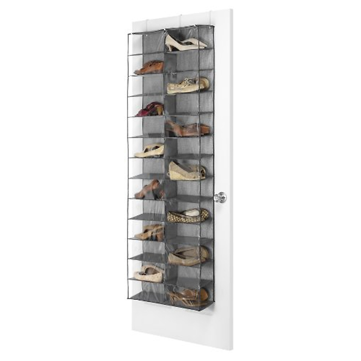 Whitmor Over The Door Shoe Shelves - 26 Sections - Crosshatch Gray