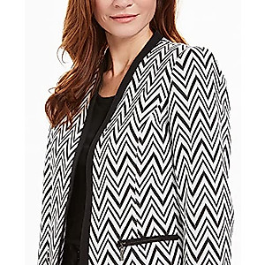 Kasper Women's Petite Zig ZAG Knit Fly Away Jacket, Black Multi, 6P