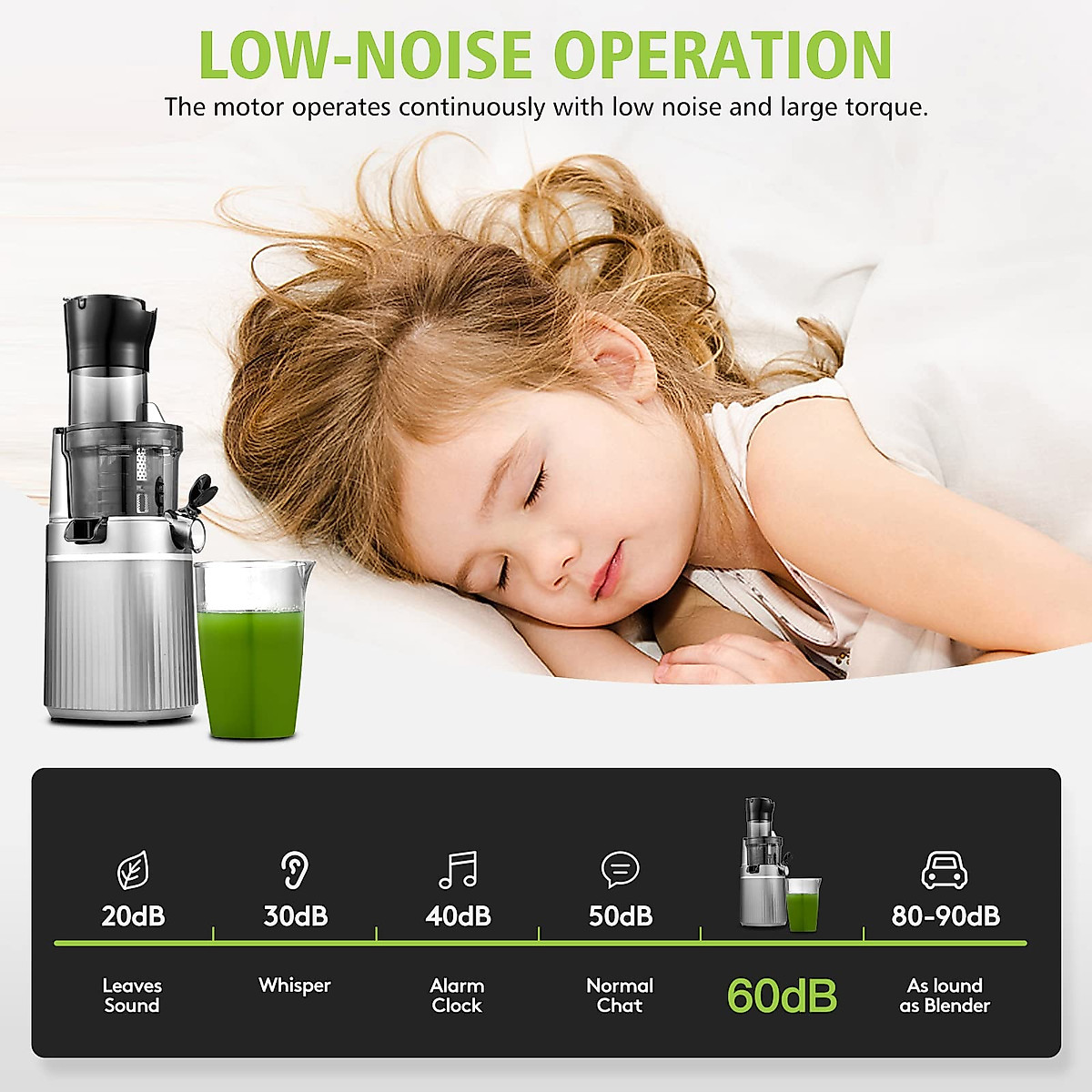 Cold Press Juicer, Aobosi Slow Masticating Juicer w/ 80MM Large Feed Chute