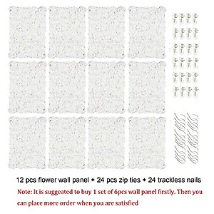 Flower Wall Panels Backdrop Décor: Blosmon White Artificial Floral Backdrop for Wedding Party Baby Bridal Shower, 12 Pcs Hanging 3D Fake Hydrangea Wall Decoration, Silk Faux Hydrangea Flower