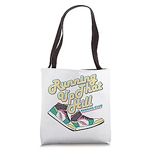 Running Up That Hill Retro Running Marathon Track Cross Tote Bag