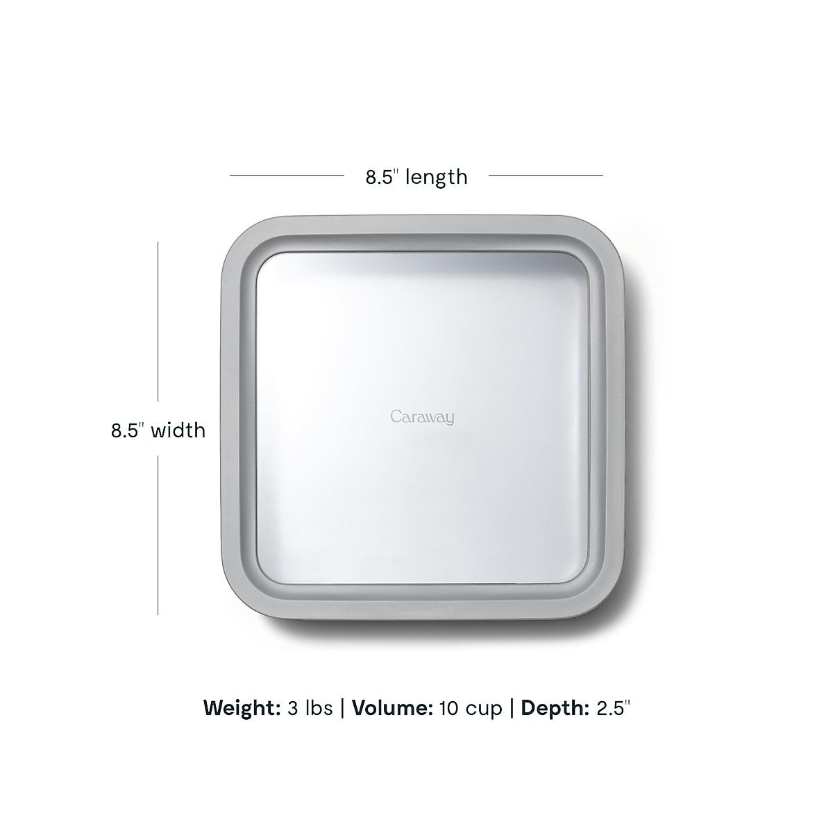 Caraway 2pc Glass Food Storage Set - 10 Cup Food Containers (2) - Ceramic Coated - Non Toxic, Non Stick Lunch Box with Lids. Dishwasher, Oven, & Microwave Safe - Gray