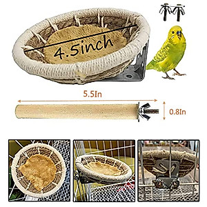 Bird Breeding Nest Parakeet Bed for Cage Parrot Hatch House Handmade Cotton Weave Hemp Rope Nesting with 3pcs Perchs for Budgie Cockatiel Conure Canary Finch Lovebird