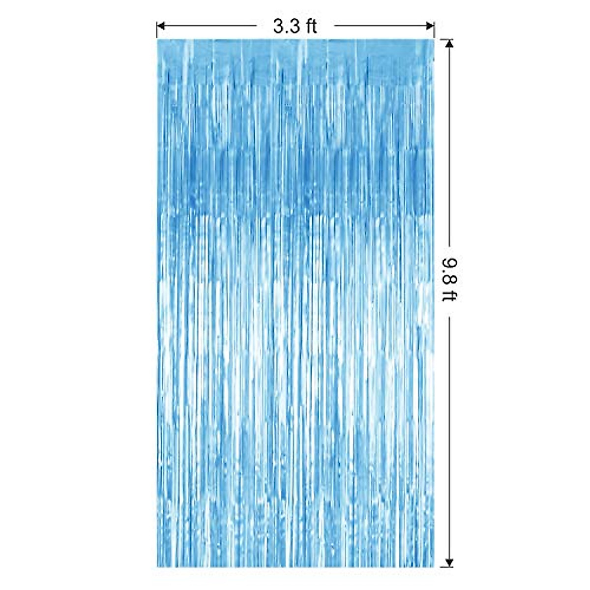 2 Pack 3.3 ft x 9.8 ft Foil Curtains Metallic Fringe Curtains Shimmer Curtain Photo Backdrop for Halloween Christmas Birthday Party Wedding Deco (Pale Blue)