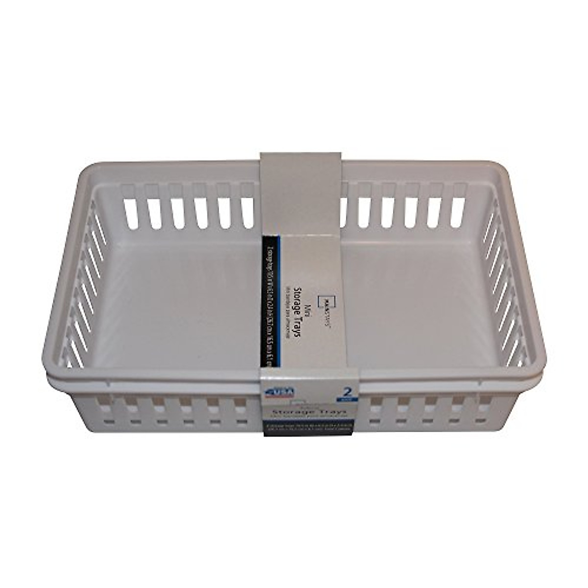 Mini Storage Trays Bin Bundle- Basic Square 3pk, Slim Plastic Storage Trays Basket 3pks, Rectangular 2pk -White