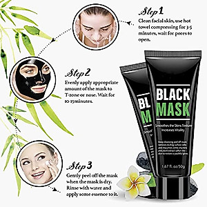 Blackhead Remover Mask, Black Peel Off Mask With Brush, Charcoal Face Mask For Nose Blackhead Remover, Blackhead Mask For All Skin Types