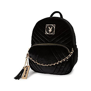 Spencer Gifts Black Velvet Playboy Mini Backpack | Officially licensed | Adjustable straps | Large front pocket | Fully lined | Zipper closure | Spot clean | Imported