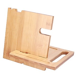 Wood Charger Dock Stand Nightstand Organizer for Men Multi Device Charging Station Wood Tablet Holder Desk Accessies for Smartphone Cellphone Watch Pad