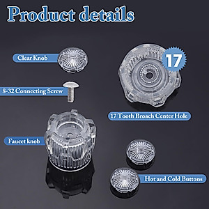 LIBERAQUAR Shower Knob Replacement, Compatible with Phoenix Mobile Home Sink Tub Shower, Acrylic Bathtub Knobs Parts, Clear Faucet Handles with 17pt Spline Point Broach Center Hole(1 Pair)
