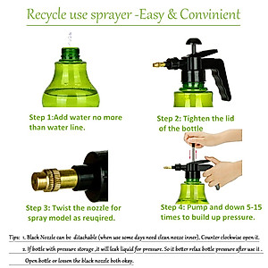 Handheld Garden Pump Sprayer,2 Pack Lawn & Garden Pressure Water Mister Spray 0.4 Gallon Bottle with Adjustable Brass Nozzle, Clear Green Hand Pressure Pump Sprayer Bottles for Plants (1.5L Green)