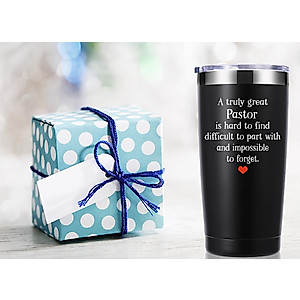 momocici Pastor Gifts.A Truly Great Pastor is Hard to Find 20 OZ Tumbler.Funny Birthday Christmas Appreciation Gifts Thank You Gifts for Pastor Men Women.(Black)