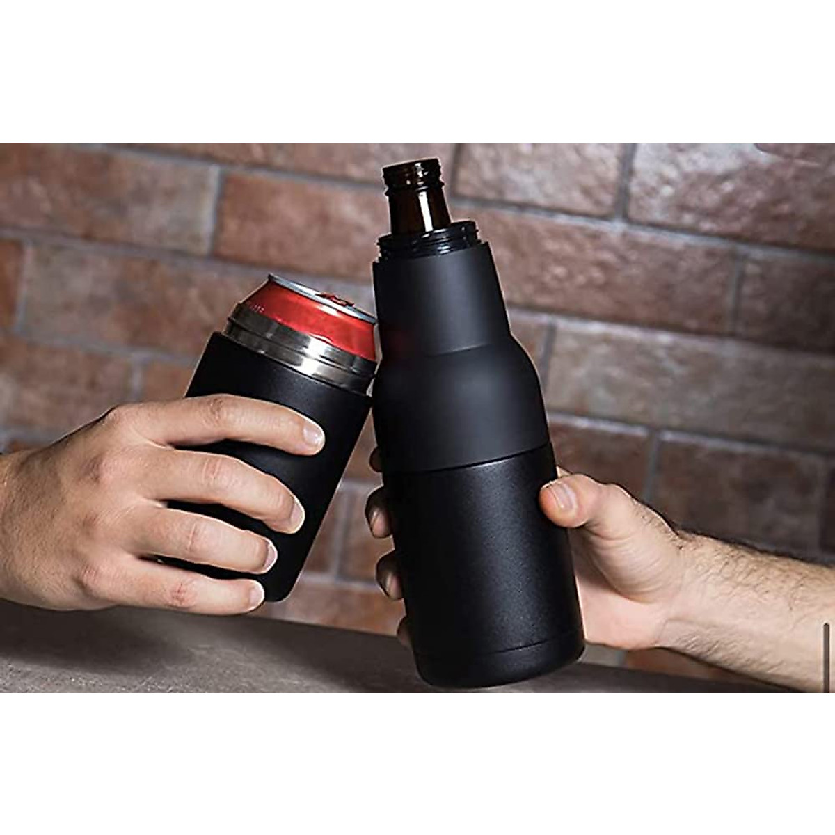 Stainless Steel Vacuum Insulated Double Walled Stainless Steel Cooler with Beer Opener 3 in 1 Beer Bottle and Can Cooler, 12 oz. Slim Can Insulator Holder (green)