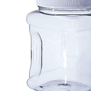 Hudson Exchange 1/2 Gallon Plastic Grip Jar with Cap (6 Pack), Food Grade BPA Free PET, Clear