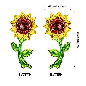 6 Pieces 36 Inch Sunflower Balloons Sunflower Birthday Party Decorations Supplies Yellow Aluminum Foil Balloon Garland for Summer Sunflower Theme Party Wedding Baby Shower Decor