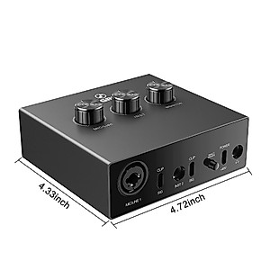 USB Audio Interface with 1x XLR/TRS 1x 1/4" 2X RCA USB, Black