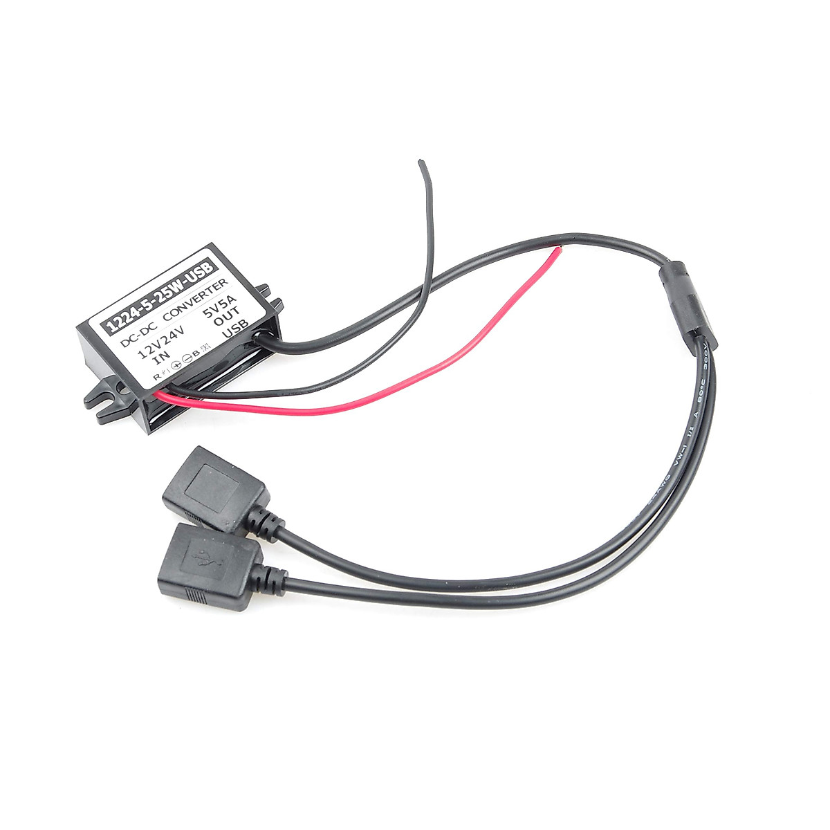 KNACRO 5V Dual USB DC-DC Convert Step-Down Power Supply Module 9v 12V 24V 36v 8-40V to 5V 5A 25W Dual USB Female Output Waterproof