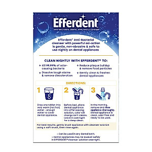 Efferdent PM Overnight Anti-Bacterial Denture Cleanser Tablets 90 ea (Pack of 2)