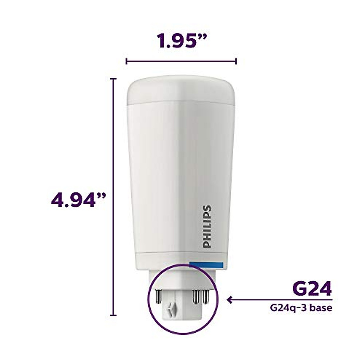 Philips LED Frosted Dimmable PL-C, CFL Replacement, Flicker-Free, 1200 Lumen, Soft White Light (2700K), 10.5W=26W, G24Q GX24Q Base, 6-Pack